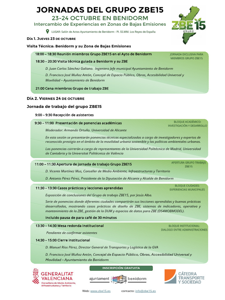 Jornadas Del Grupo ZBE 15 - Benidorm 23 y 24 Octubre | PDF