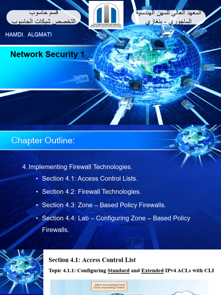 CHAPTER4-Implementing Firewall Technologies - Copy | PDF | Firewall (Computing) | Computer Network