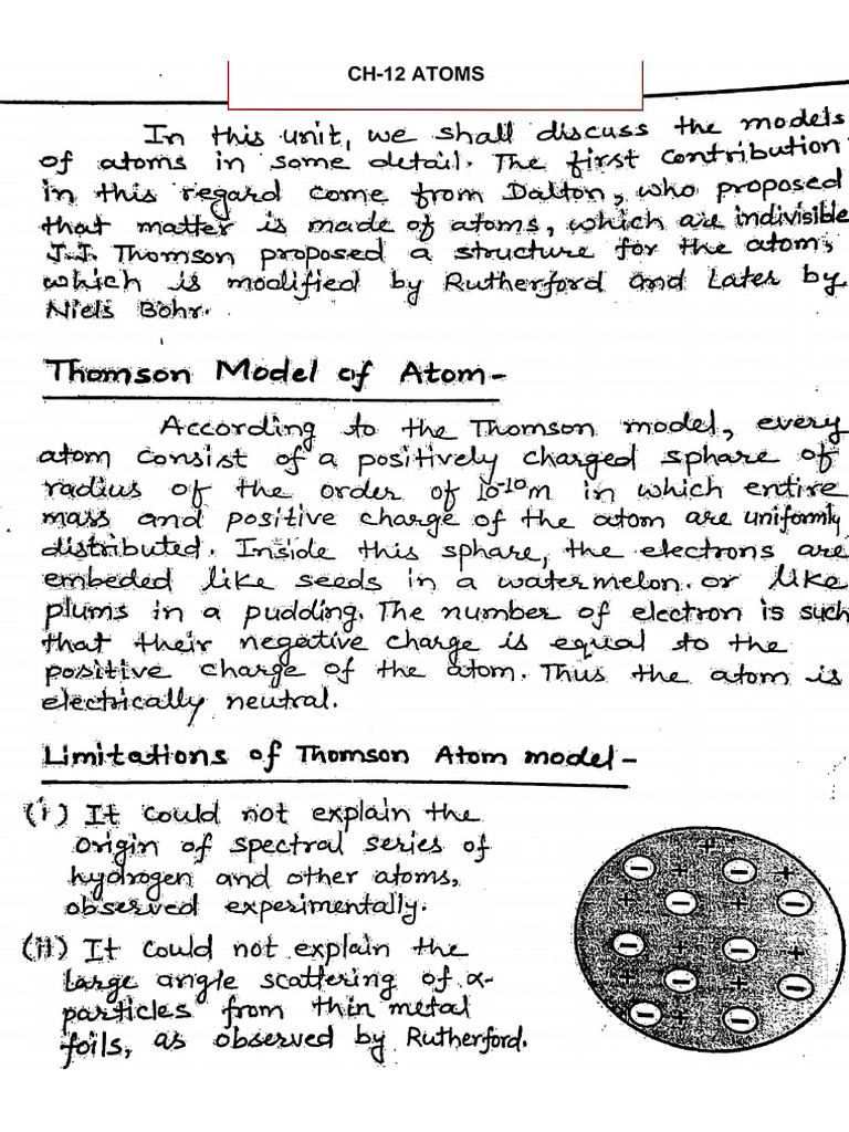CHAPTER 12 - ATOMS - Note | PDF