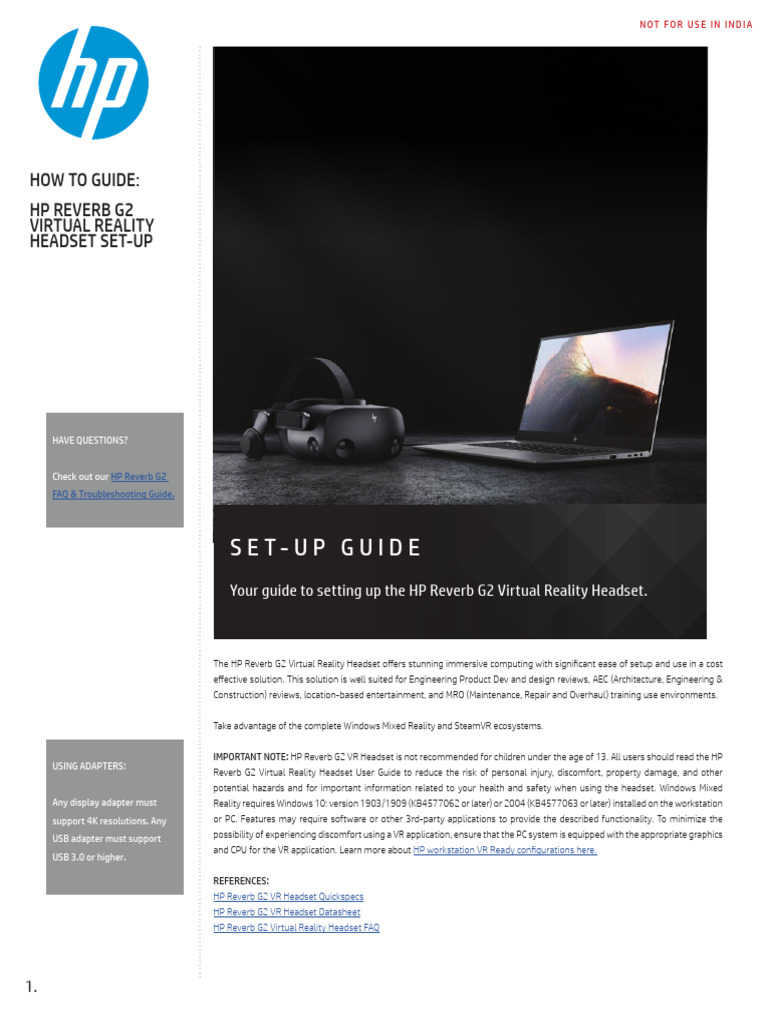 HP Reverb G2 VR Headset Setup Guide | PDF | Virtual Reality | Computer ...