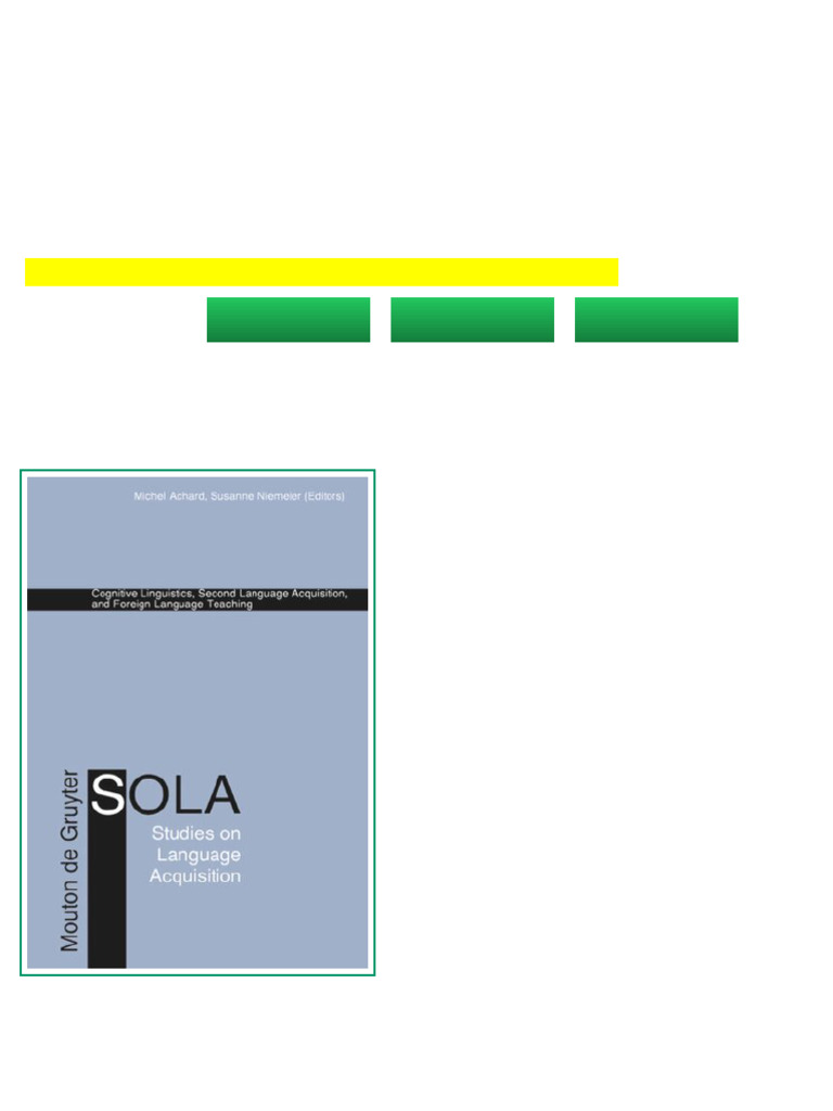 Cognitive Linguistics Second Language Acquisition and Foreign Language ...