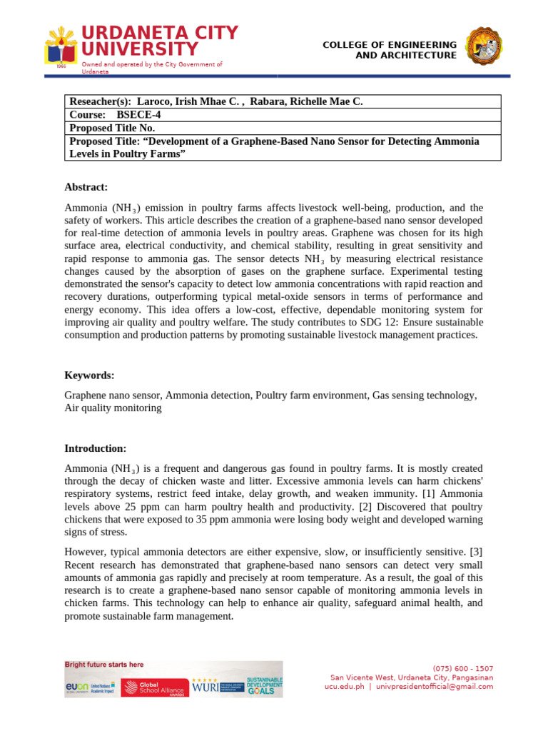Development of a Graphene Based Nano Sensor for Detecting Ammonia ...
