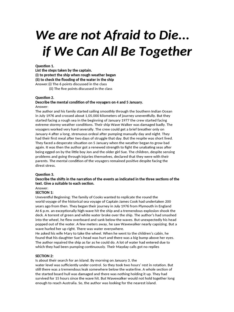 3.we Are Not Afraid To Die... If We Can All Be Together | PDF | Ships ...