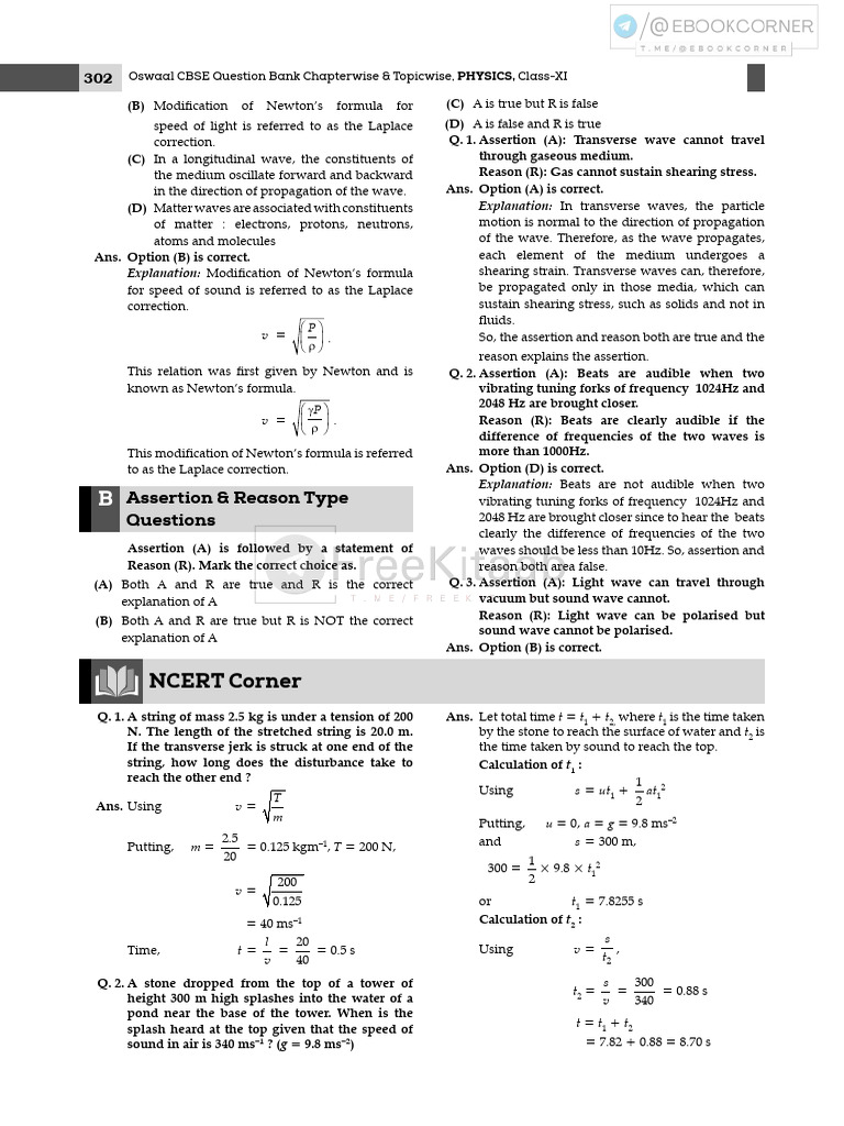 CBSE Class XI Physics Waves Question Bank | PDF | Waves | Sound