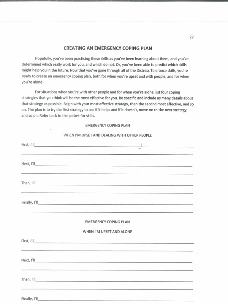 Emergency Coping Plan | PDF