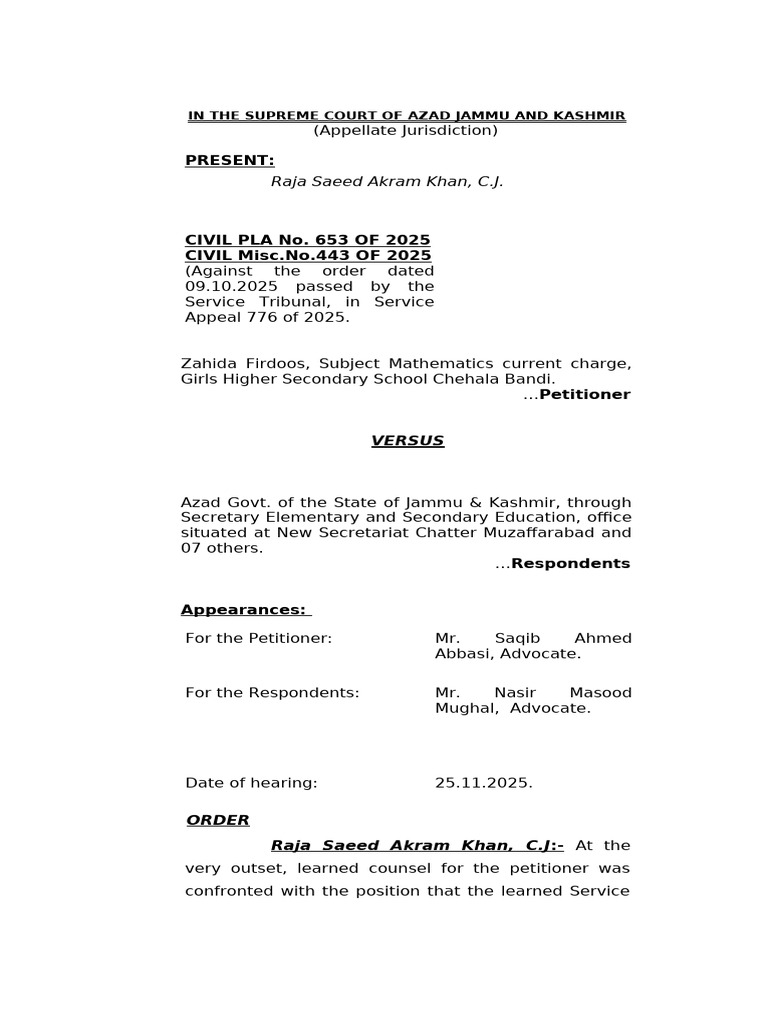 Zahid Firdos vs. Azad Govt. & Others. | PDF