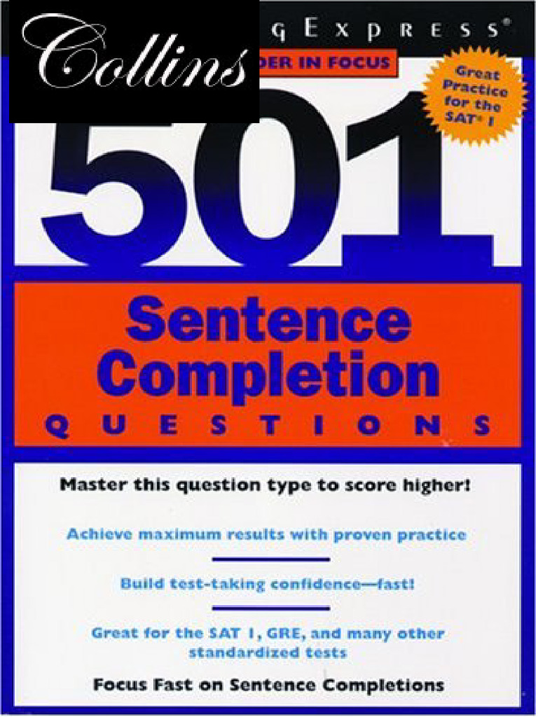 501 Sentence Completion Exercises | PDF | Vocabulary | Sat