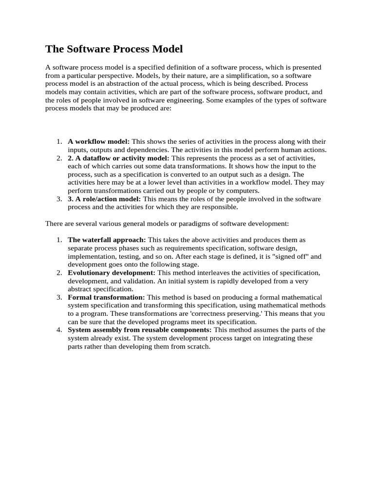 Overview of Software Process Models | PDF