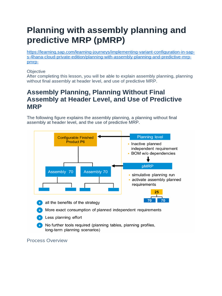 SAP Learning - Planning With Assembly Planning and Predictive MRP (PMRP ...