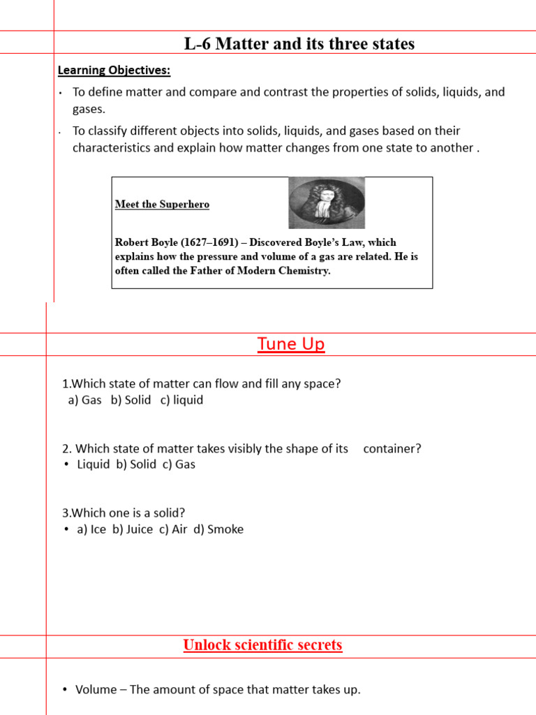 Notes Lesson 6 Matter and Its Threestates | PDF | Matter | Gases