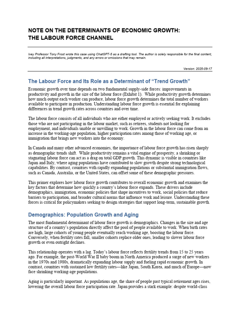 The Determinants of Economic Growth - The Labour Force Channel - V2 ...