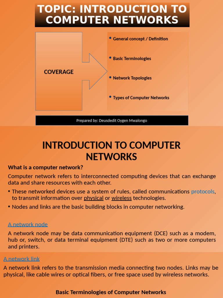 INTRODCUTION TO COMPUTER NETWORKS FOR FIRST YEAR STUDENT | PDF ...