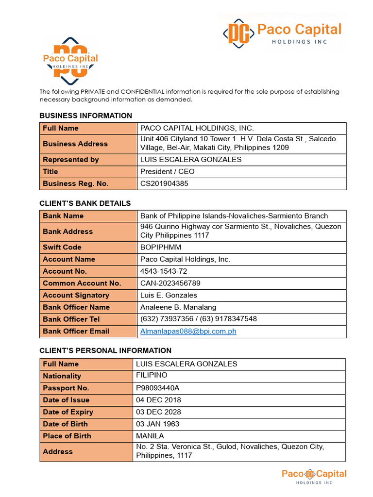 Cis - Paco Capital Holdings Inc. 2025 | PDF