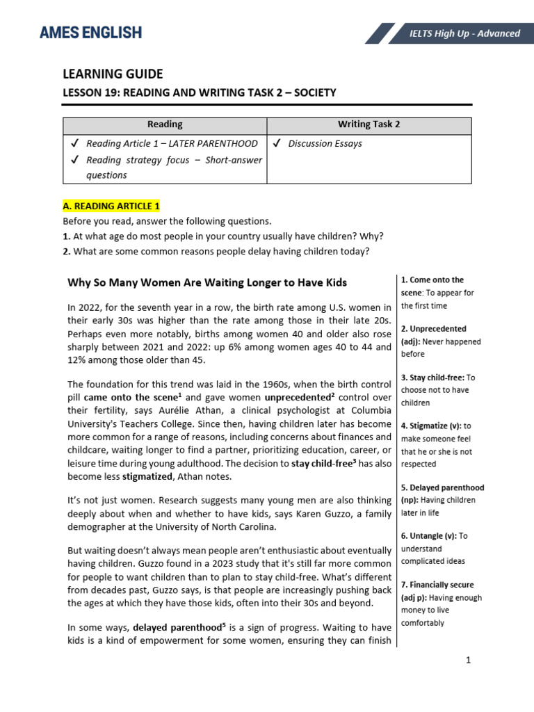 L19 - LG - Advanced - Reading & Writing Task 2 | PDF | In Vitro ...