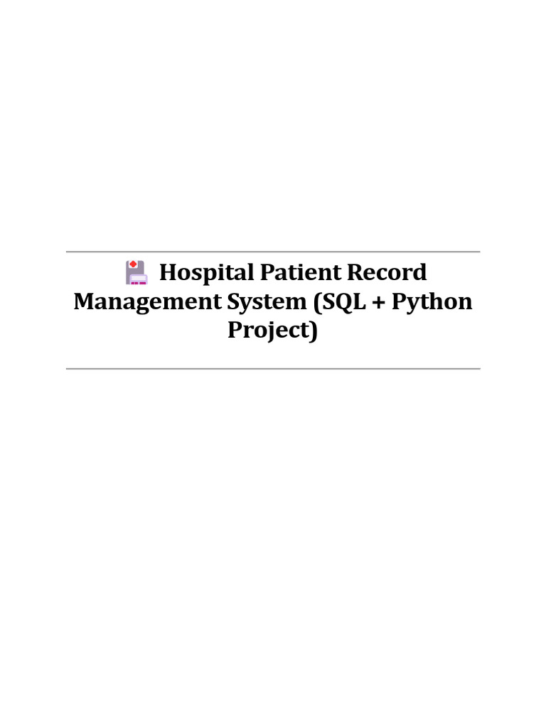 Hospital Patient Record System Project Pdf Databases My Sql