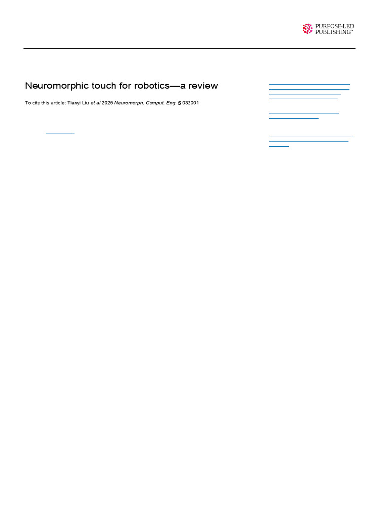 Liu 2025 Neuromorph. Comput. Eng. 5 032001 | PDF | Somatosensory System | Sensor
