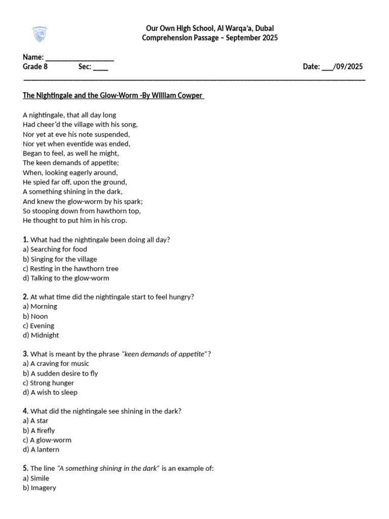 Reading Comprehension September | PDF