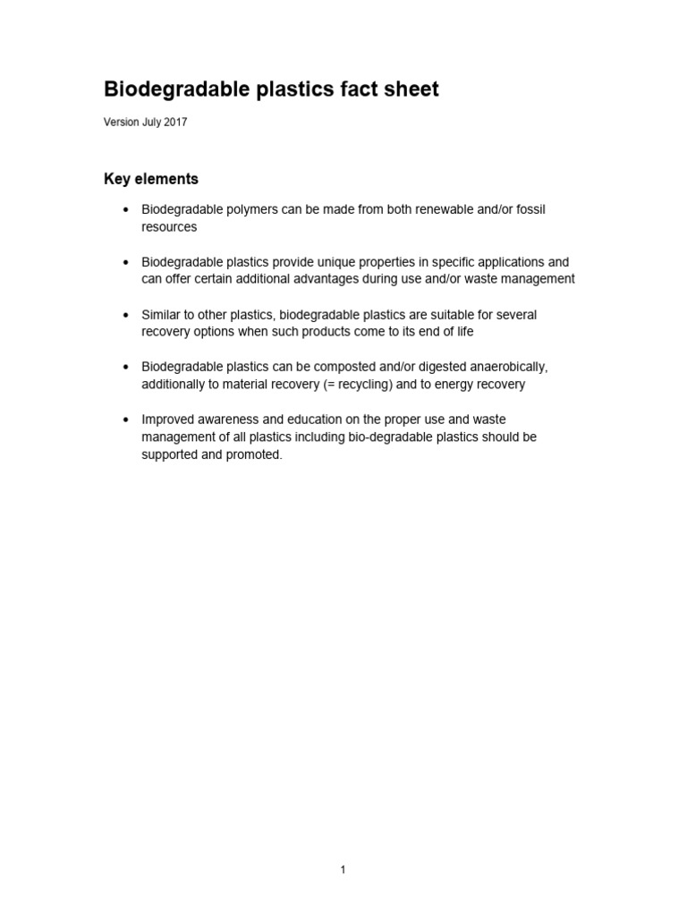 20170828fact Sheet Biodegradable Plastics July 2017 | PDF ...