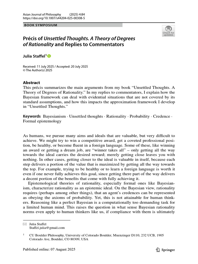 Unsettled Thoughts on Rationality Degrees | PDF | Rationality | Evidence