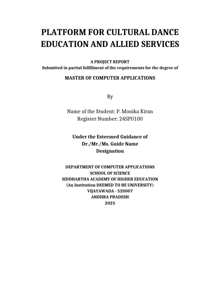 MCA College Template Full Project Report | PDF