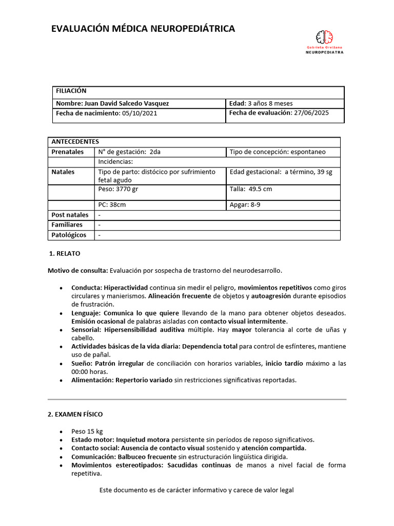 Juan David Salcedo Vasquez (2) | PDF | Desorden hiperactivo y deficit de atencion | Comunicación
