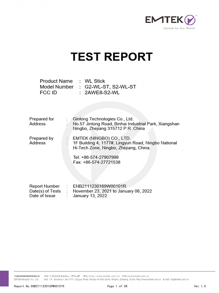 FCC Reporte Test s2-Wl-st | PDF | Ieee 802.11 | Antenna (Radio)