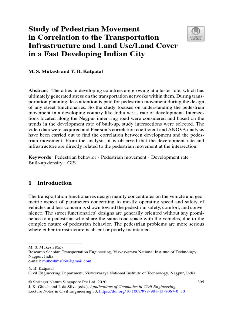 Studyof Pedestrian Movementin Correlationtothe Transportation ...