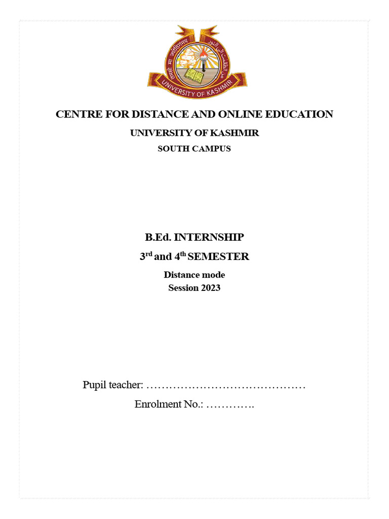 BEd Internship 3rd and 4th Sem ELEMENTARY SCHOOL1 | PDF