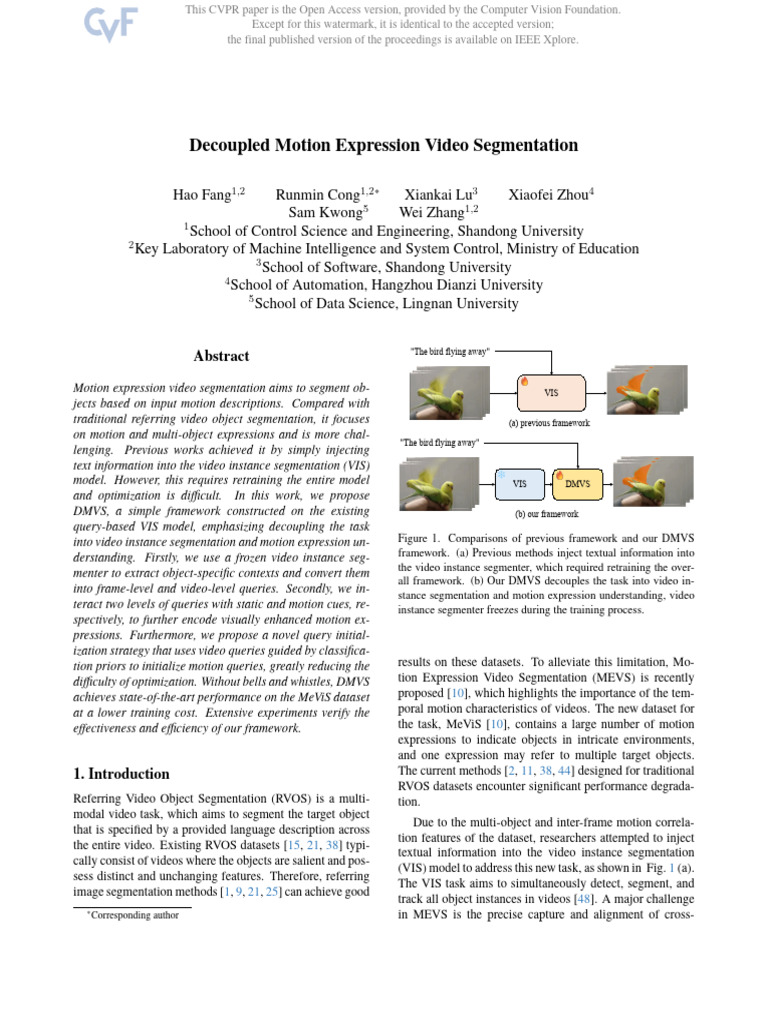 25 Cvpr Decoupled Motion Expression Video Segmentation CVPR 2025 Paper | PDF | Image Segmentation