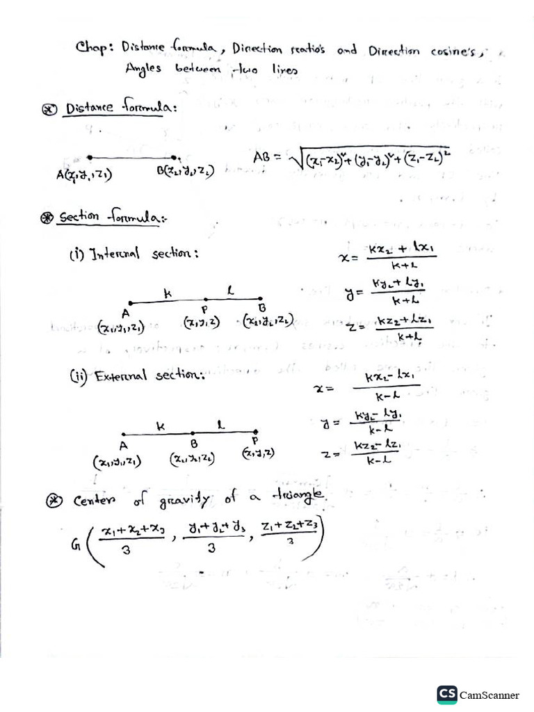 Math 1103 HRDist Formula, D Ratio, D Cosine, Angle Between Two Lines | PDF