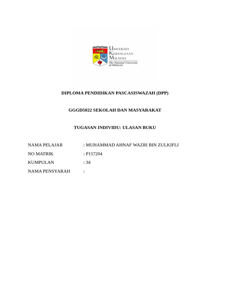 Diploma Pendidikan Pascasiswazah Ulasan Buku | PDF