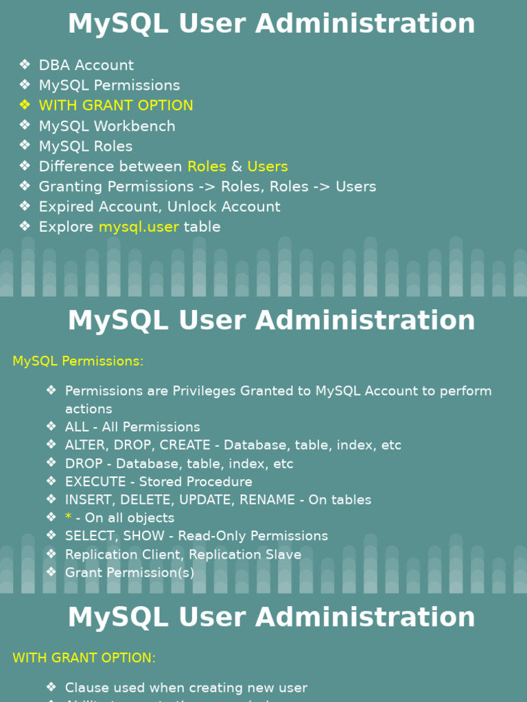 MySQL User Administration | PDF | My Sql | Password