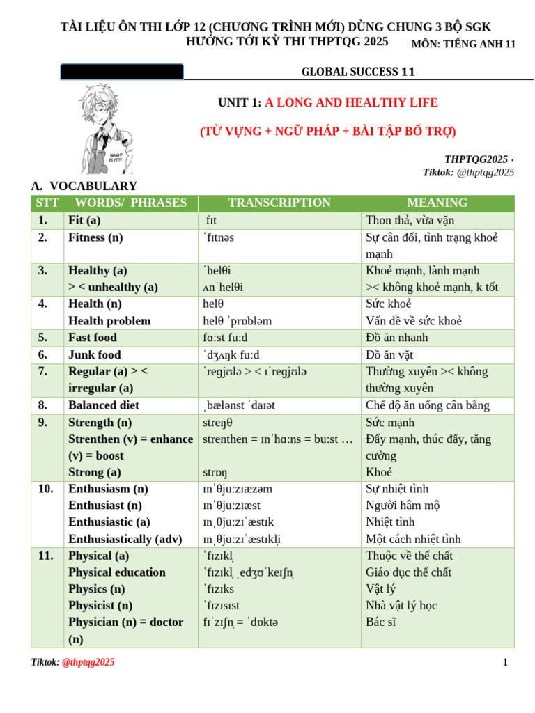 UNIT 1 - Vocabulary | PDF