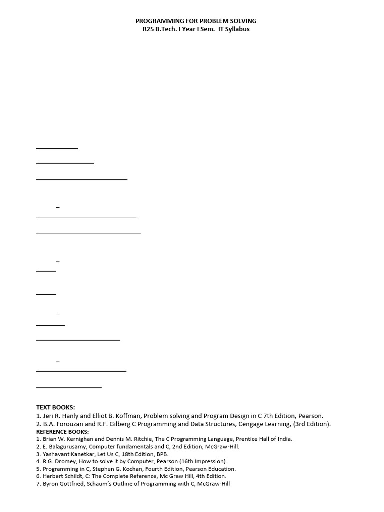 C Programming for Problem Solving | PDF | C (Programming Language ...