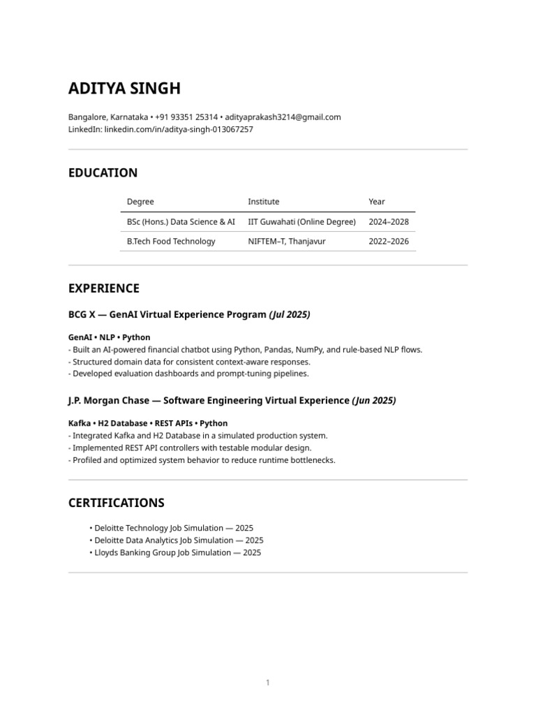 Aditya Modern Resume | PDF