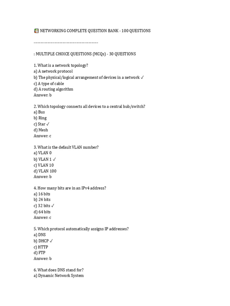 MCQ Full Options Networking | PDF | Computer Network | Ip Address