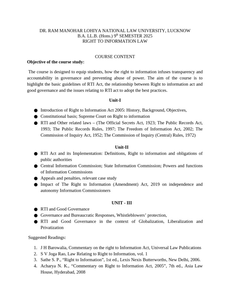 2025 Rti Syllabus | PDF | Justice | Crime & Violence