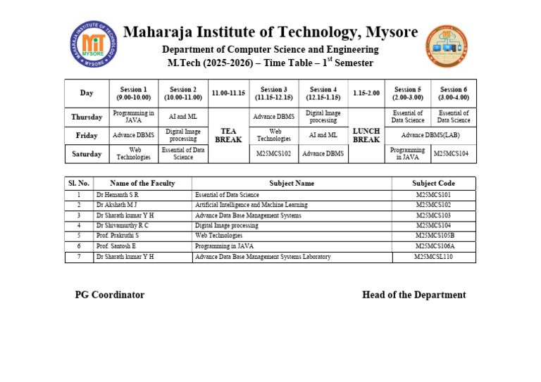 Time Table | PDF | Computing | Cognitive Science
