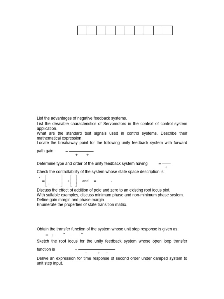 Control System PYQ | PDF | Control Theory | Feedback