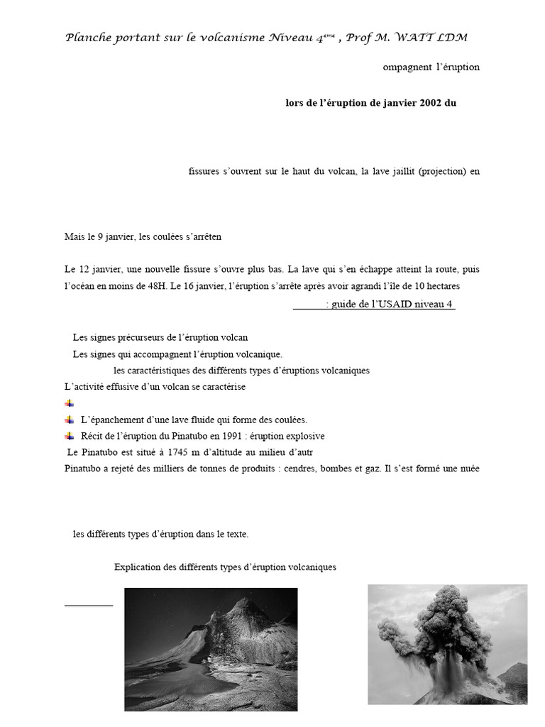 Volcanisme : Types et Éruptions 4ème | PDF | Volcan | Lave