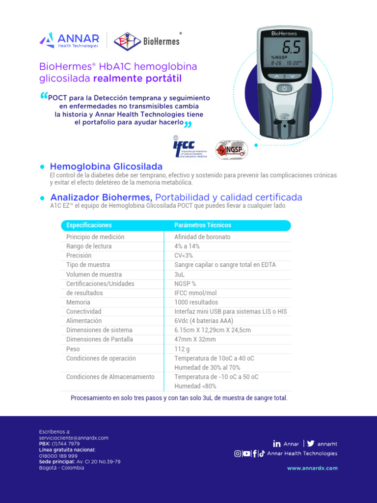 Brochure A1C EZ2 Biohermes | PDF