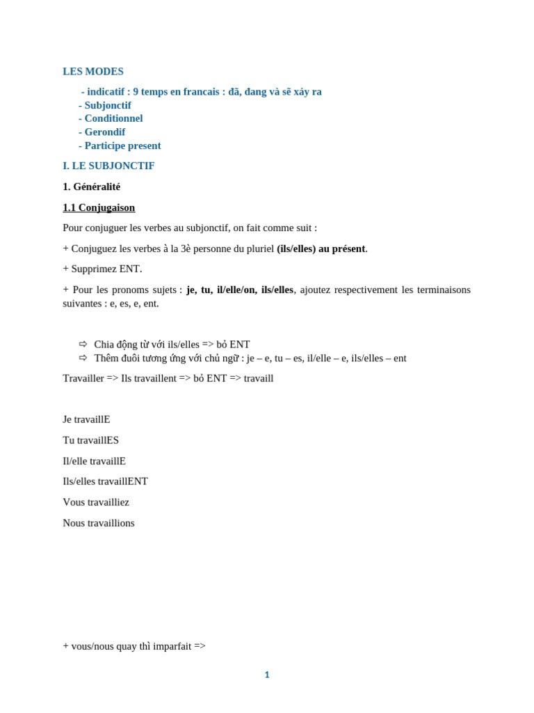 Modes verbaux : Subjonctif et Conditionnel | PDF | Verbe | Grammaire