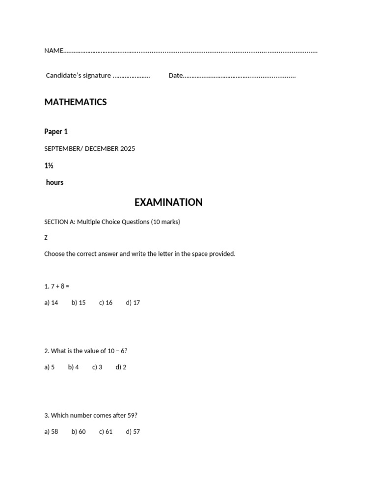 MATH TEST 2 | PDF