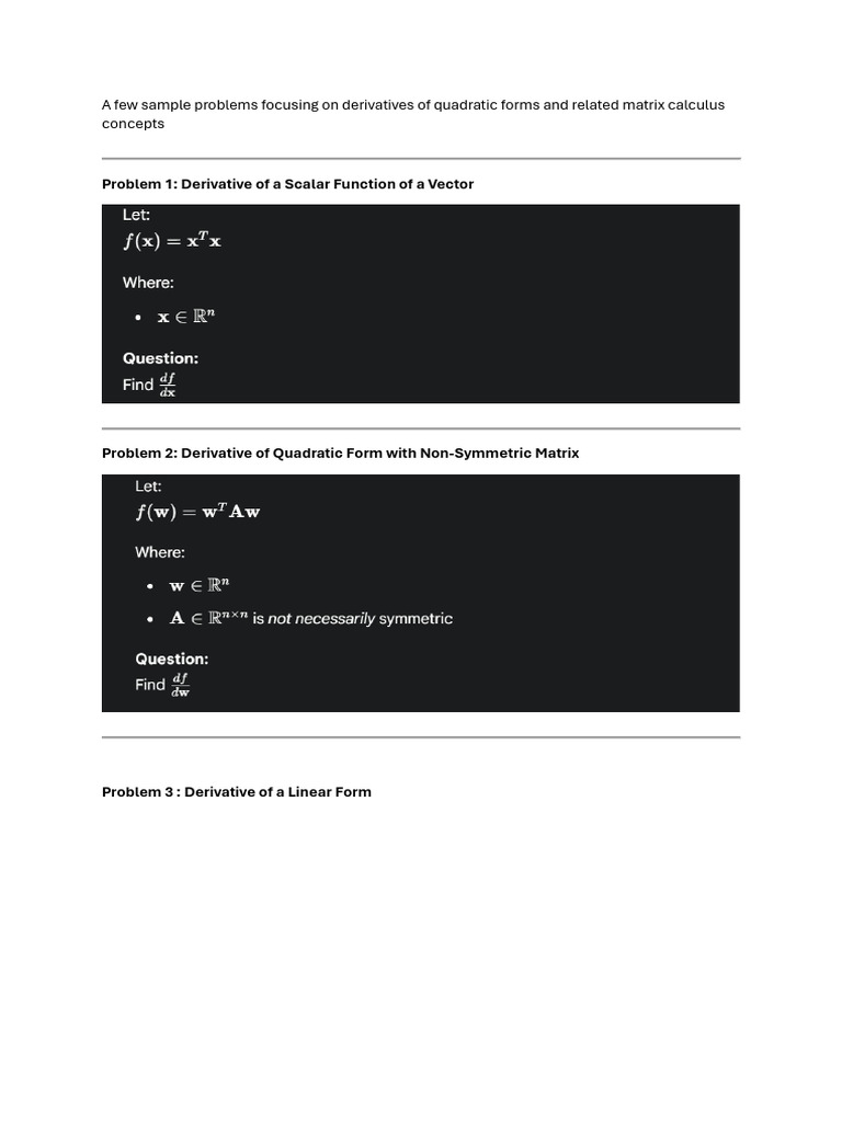 Derivatives and Gradients in Matrix Calculus | PDF
