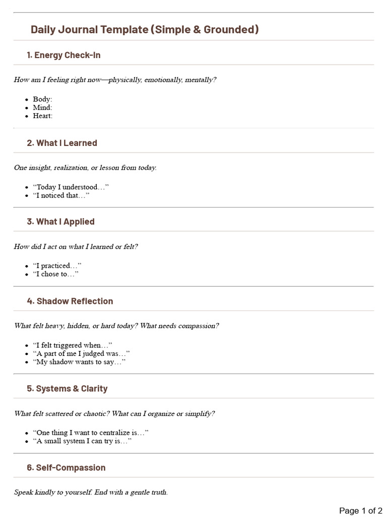 Body: Mind: Heart:: 1. Energy Check-In | PDF