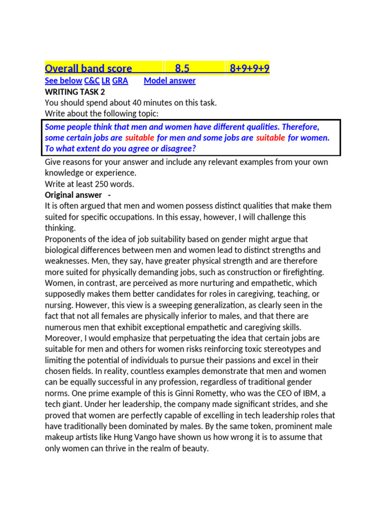 Thanh Task 2 8999 Some Jobs Are More Suitable For Different Genders ...