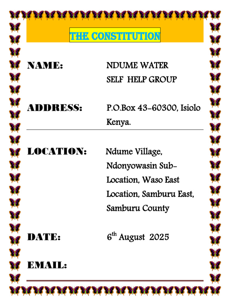 NDUME WATER SHG CONSTITUTION New | PDF | Banks | Committee