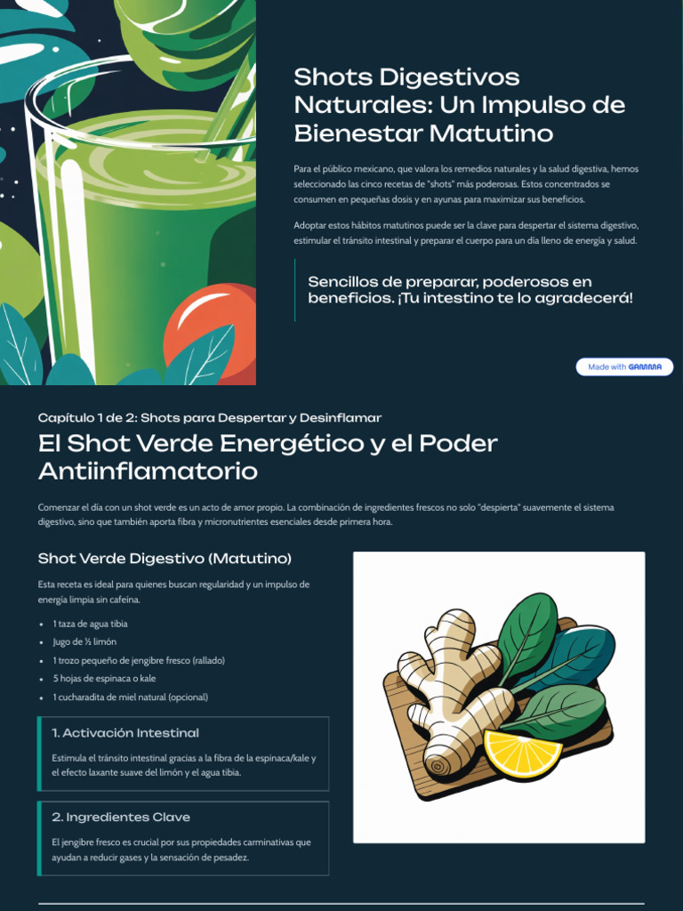 Shots Digestivos Naturales | PDF | Cúrcuma | Agua