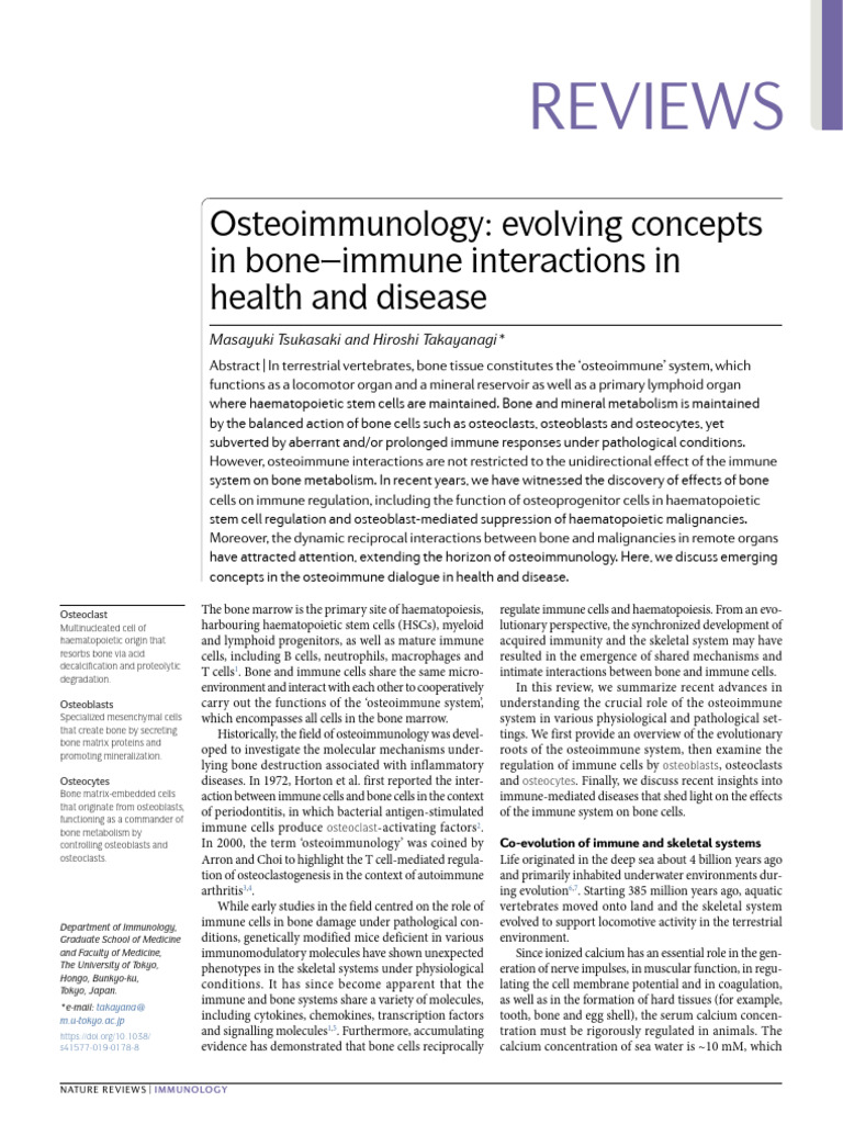 Osteoimmunology Evolving Concepts in Bone Immune Interactions in Health ...