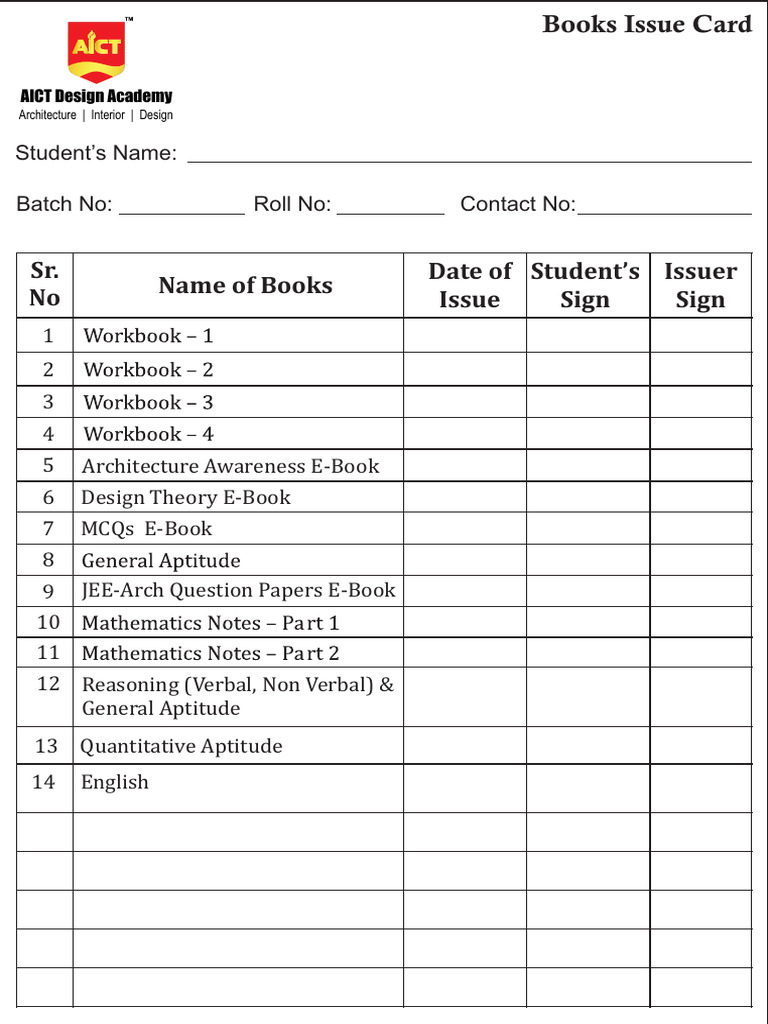 Library Card NATA & Id | PDF
